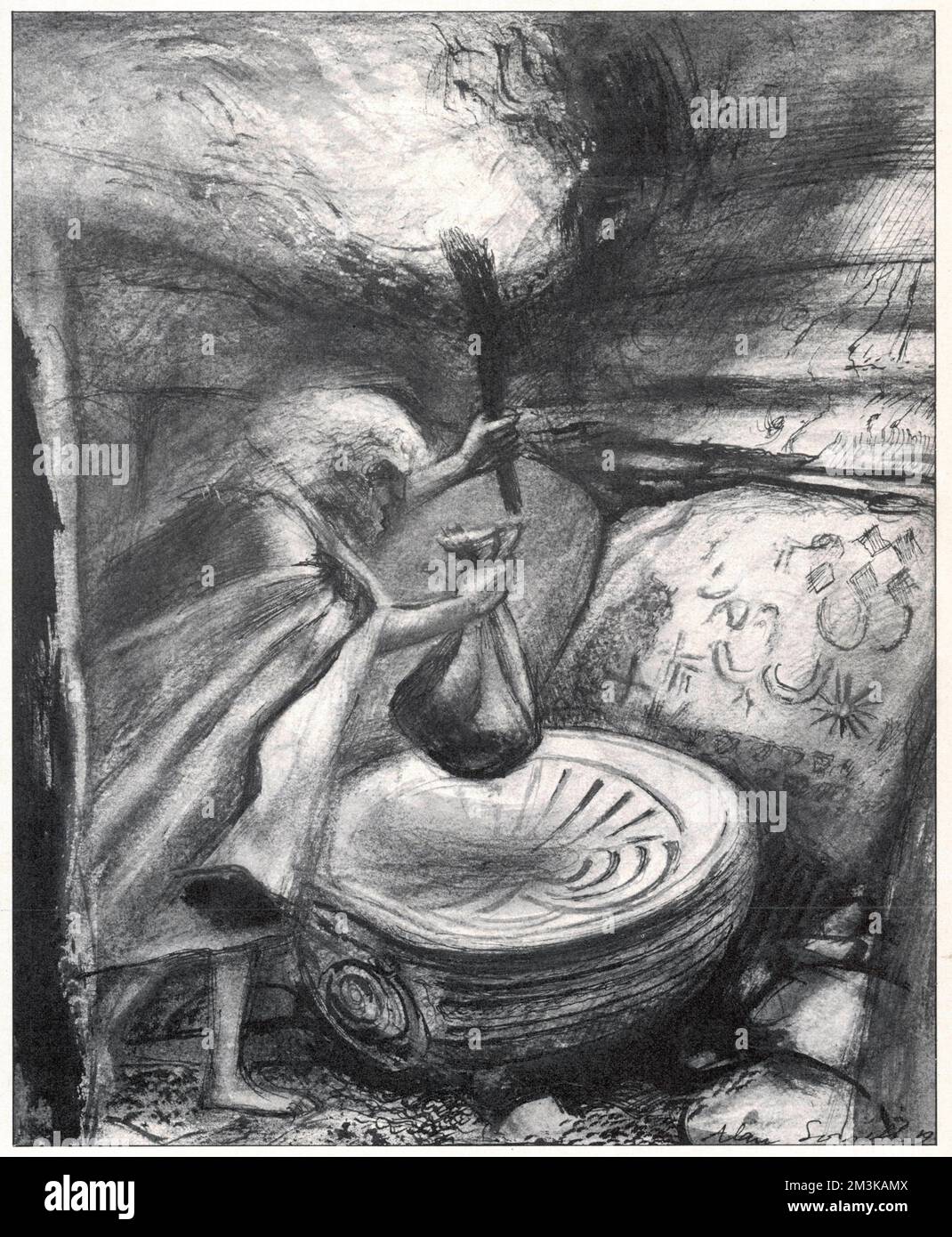 Ceremony in a Megalithic burial mound Stock Photo - Alamy