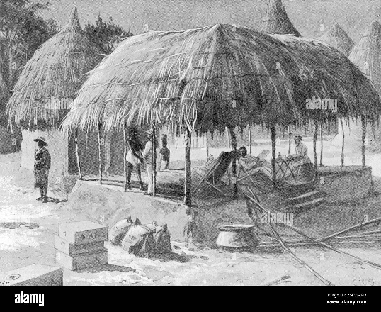 Mendi expedition, Sierra Leone. Palaver hut used as mess Stock Photo ...