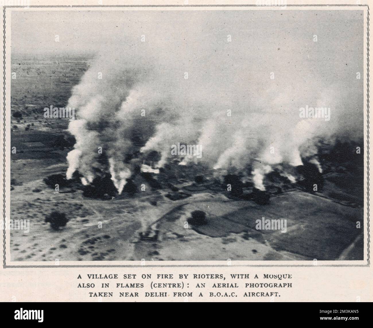 Village in India aflame - Partition 1947 Stock Photo - Alamy
