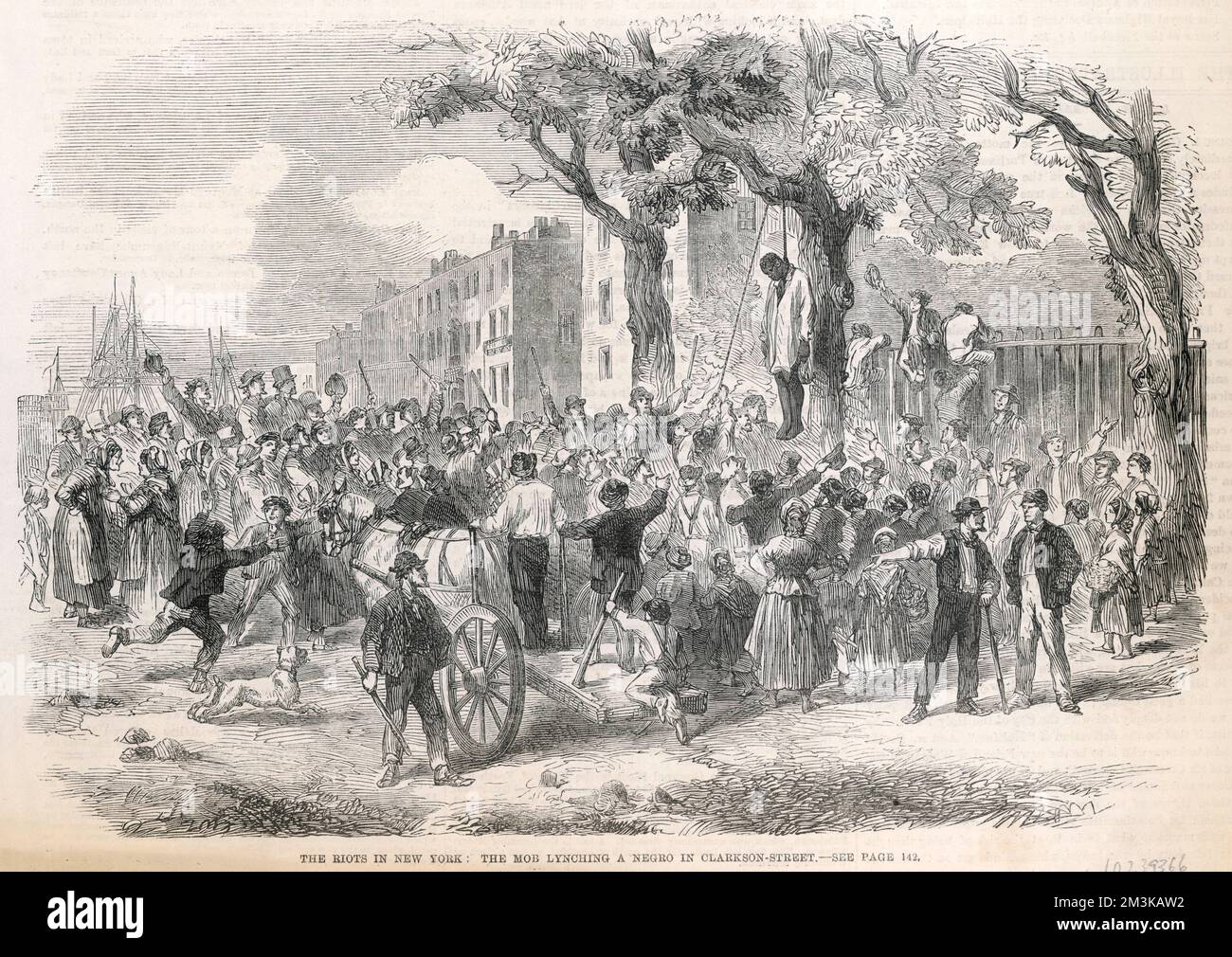 During the Draft Riots in New York in July 1863, a mob lynches a black ...