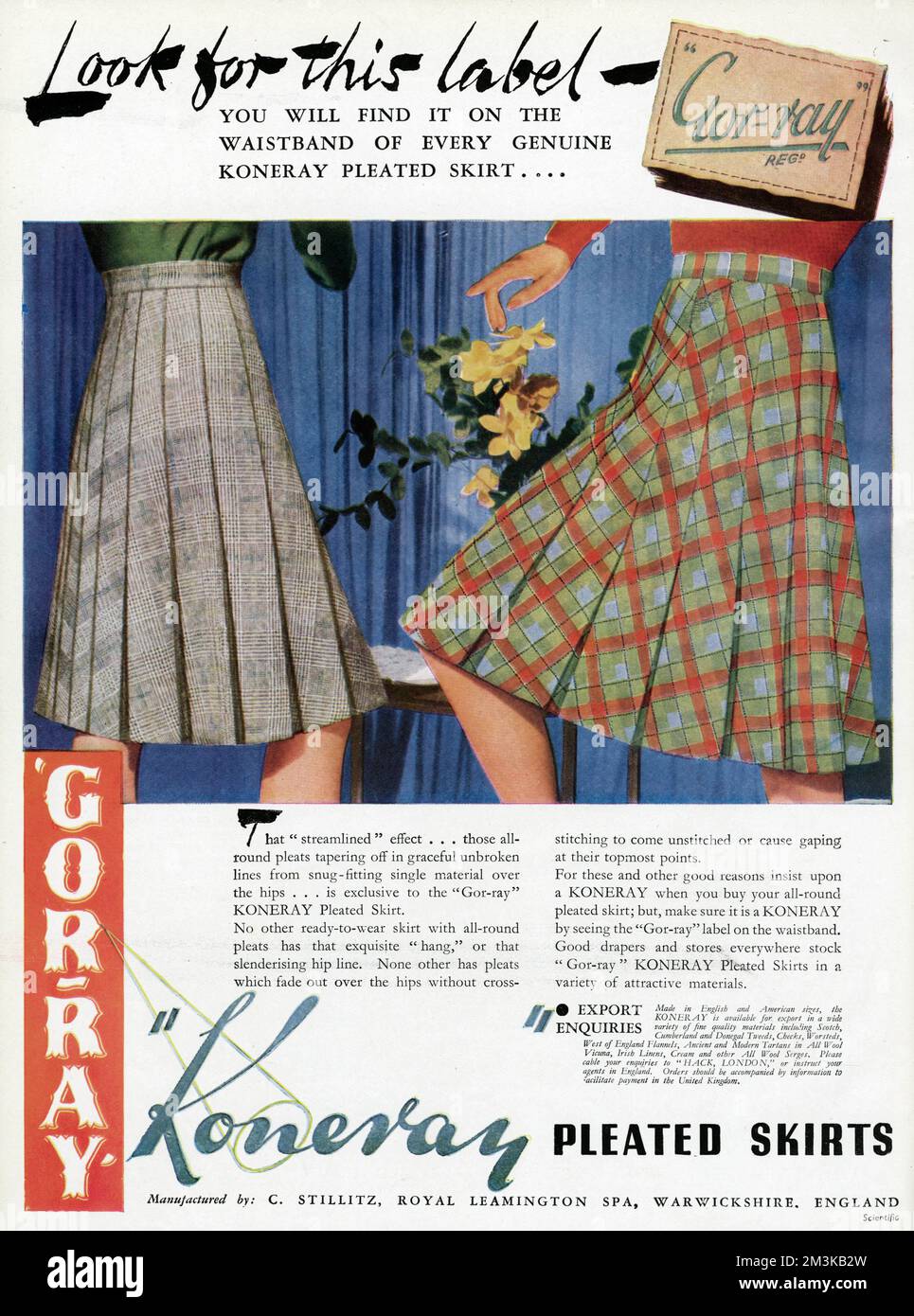 Advert for Gor-ray Koneray pleated skirts 1942 Stock Photo - Alamy