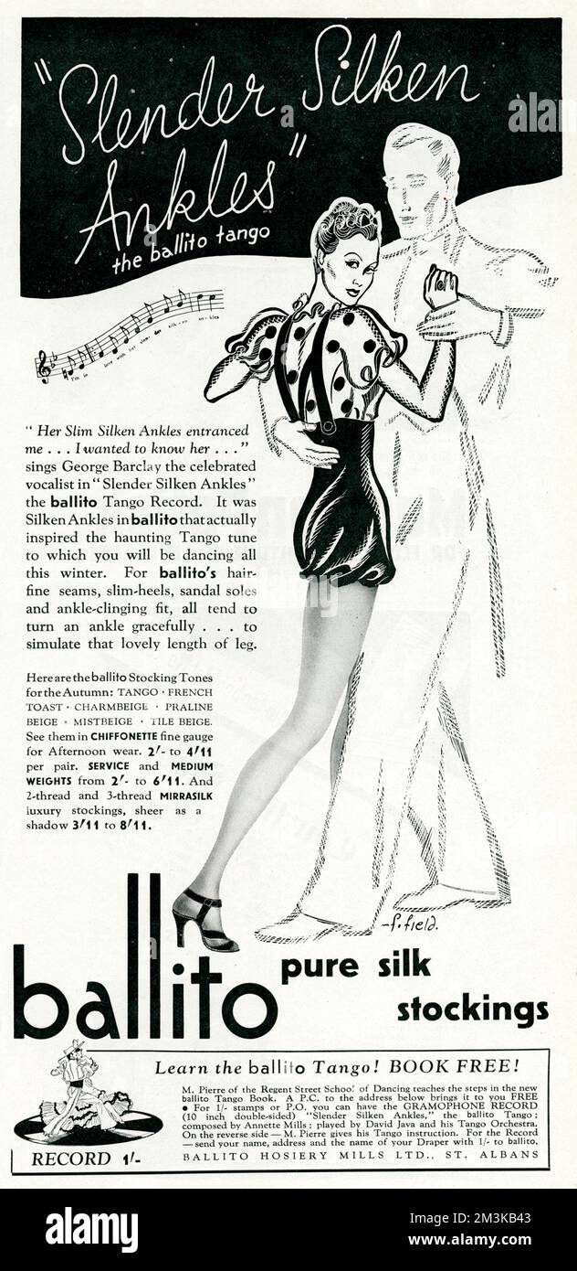 'Slindon silken anckles'. 'The Ballito tango'. Date: 1938 Stock Photo ...