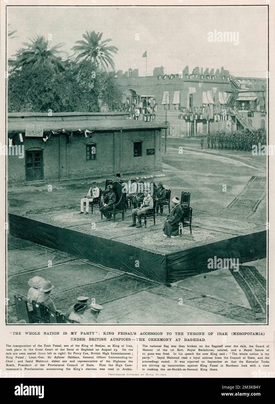 King Feisal (Faisal) acceeds to the throne of Mesopotamia (Iraq) at the ...