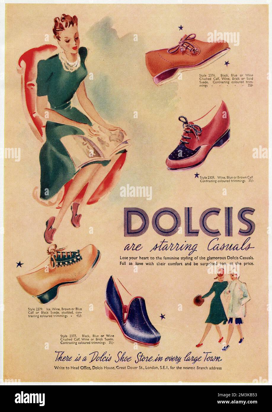 Advert for Dolcis shoes 1942 Stock Photo - Alamy