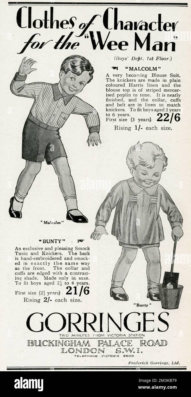 'Clothes of character for the wee man'. Date: 1930 Stock Photo - Alamy