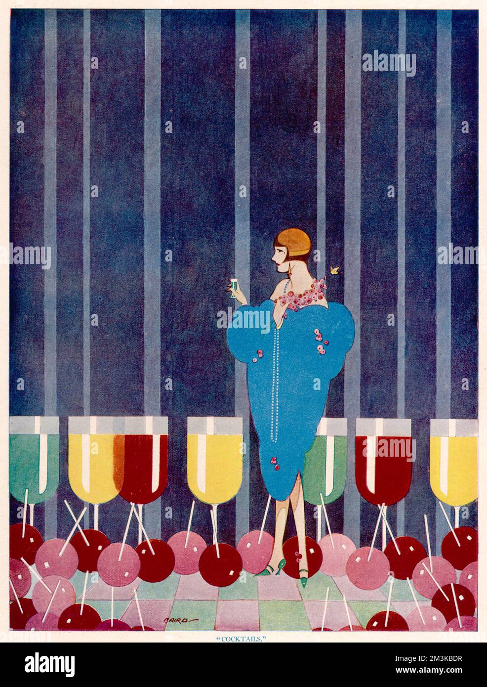 A wonderful, stylised illustration showing a fashionable flapper girl ...