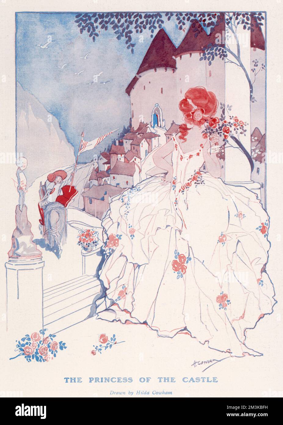 Lovely illustration by Hilda Cowham showing a princess in a flounced ...