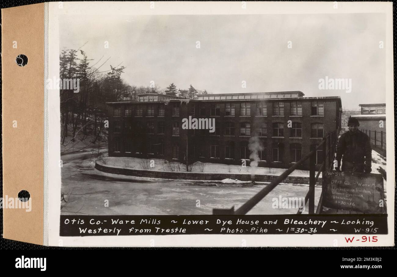 Otis Co., Ware Mills, lower dye house and bleachery, looking westerly from trestle, Ware, Mass ...
