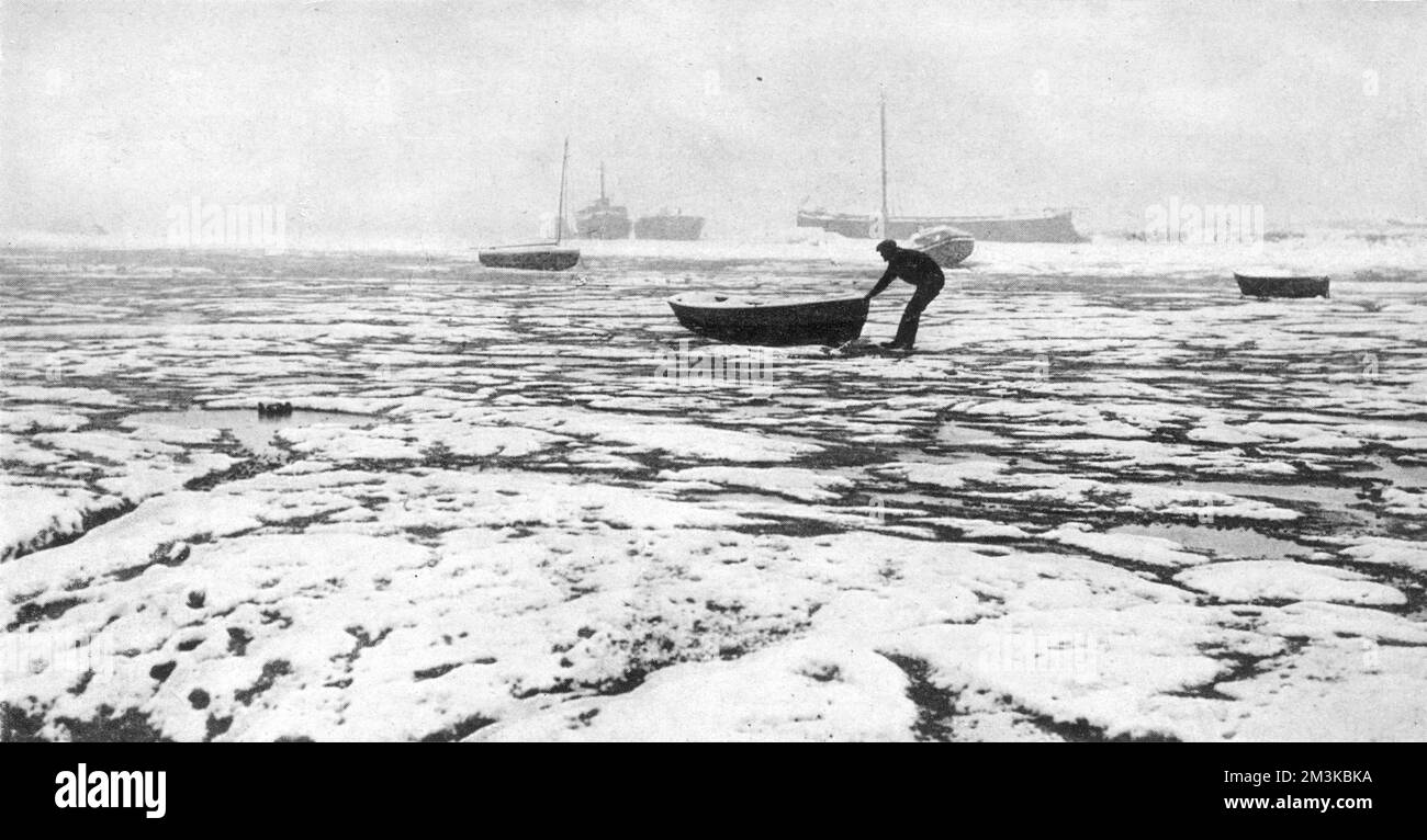 A scene during the great freeze of 1947, one of the harshest winters ...