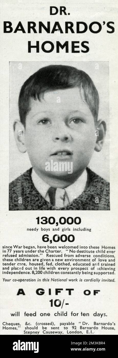 Advert for Dr. Barnardo's Homes 1943 Stock Photo - Alamy