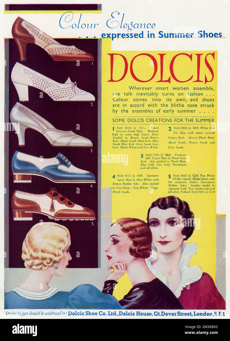 Colour elegance. . . . expressed in summer shoes. 1933 Stock Photo - Alamy