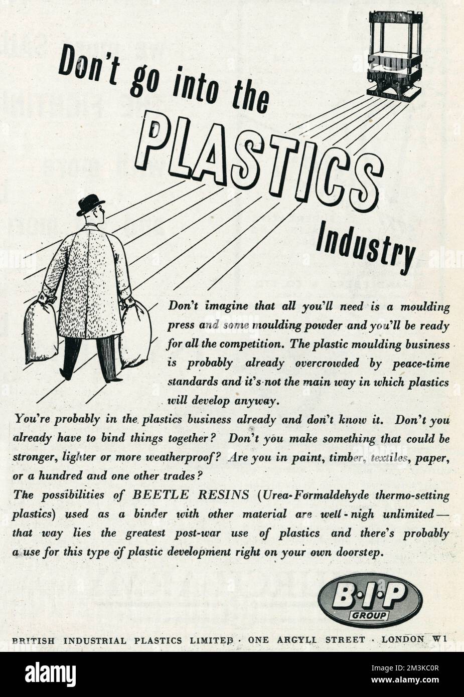 Advert for British Industrial Plastic Limited 1944 Stock Photo - Alamy