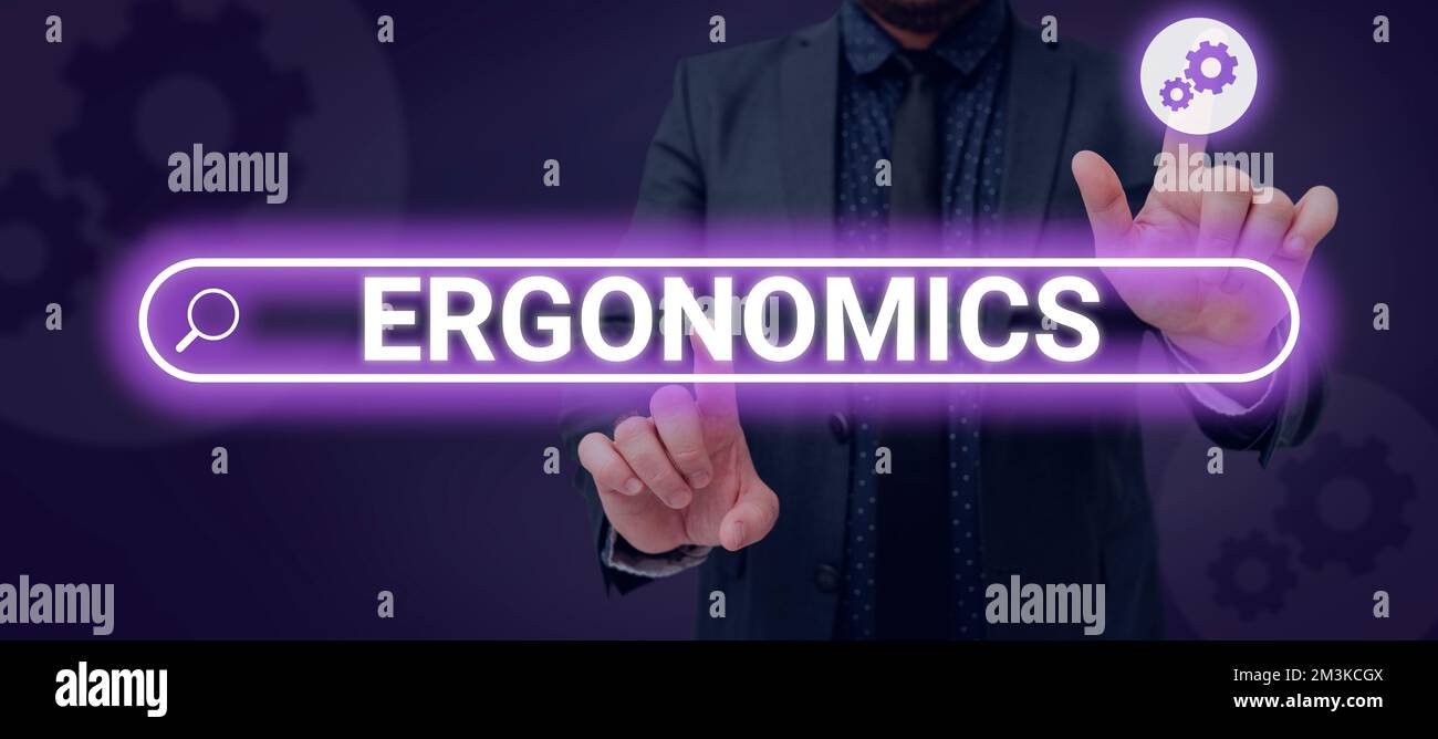 Text showing inspiration Ergonomics. Business idea fitting or designing ...