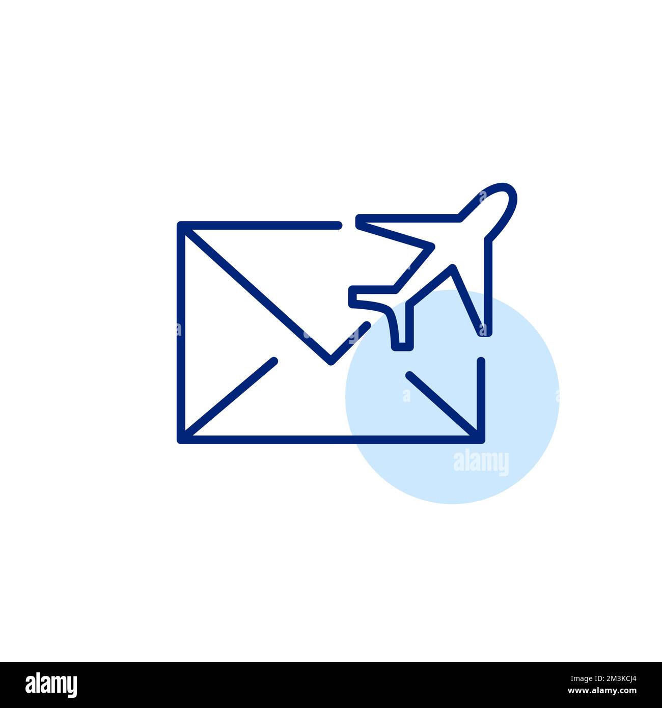 Air mail icon. Envelope with flying plane. Pixel perfect, editable ...