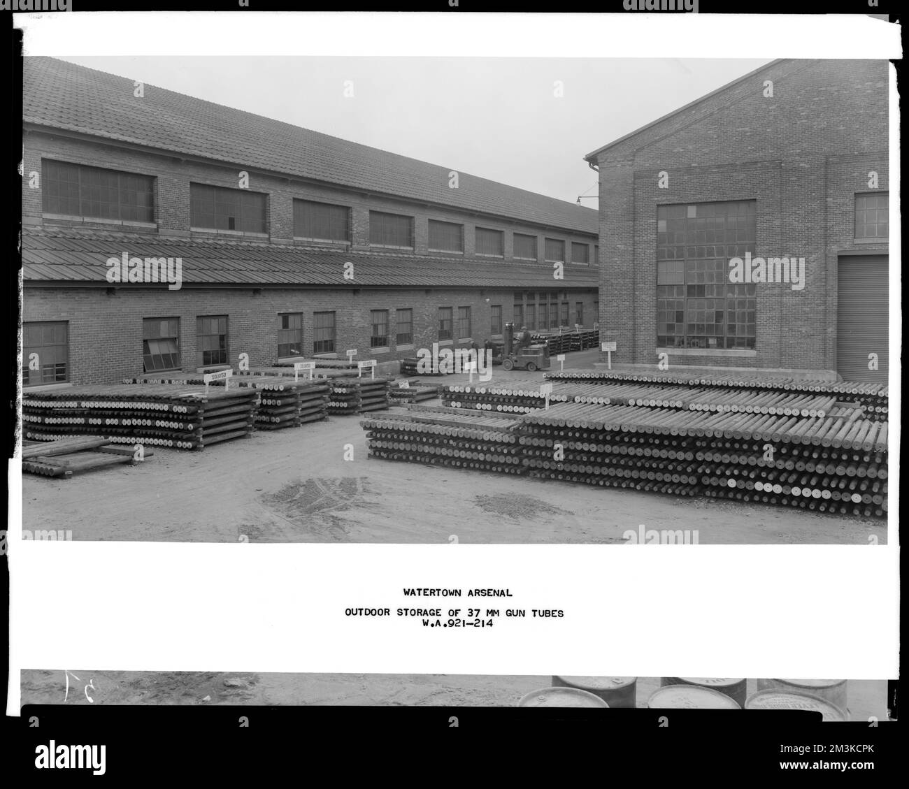 Outdoor storage of 37 MM gun tubes , Armories, Ordnance industry ...