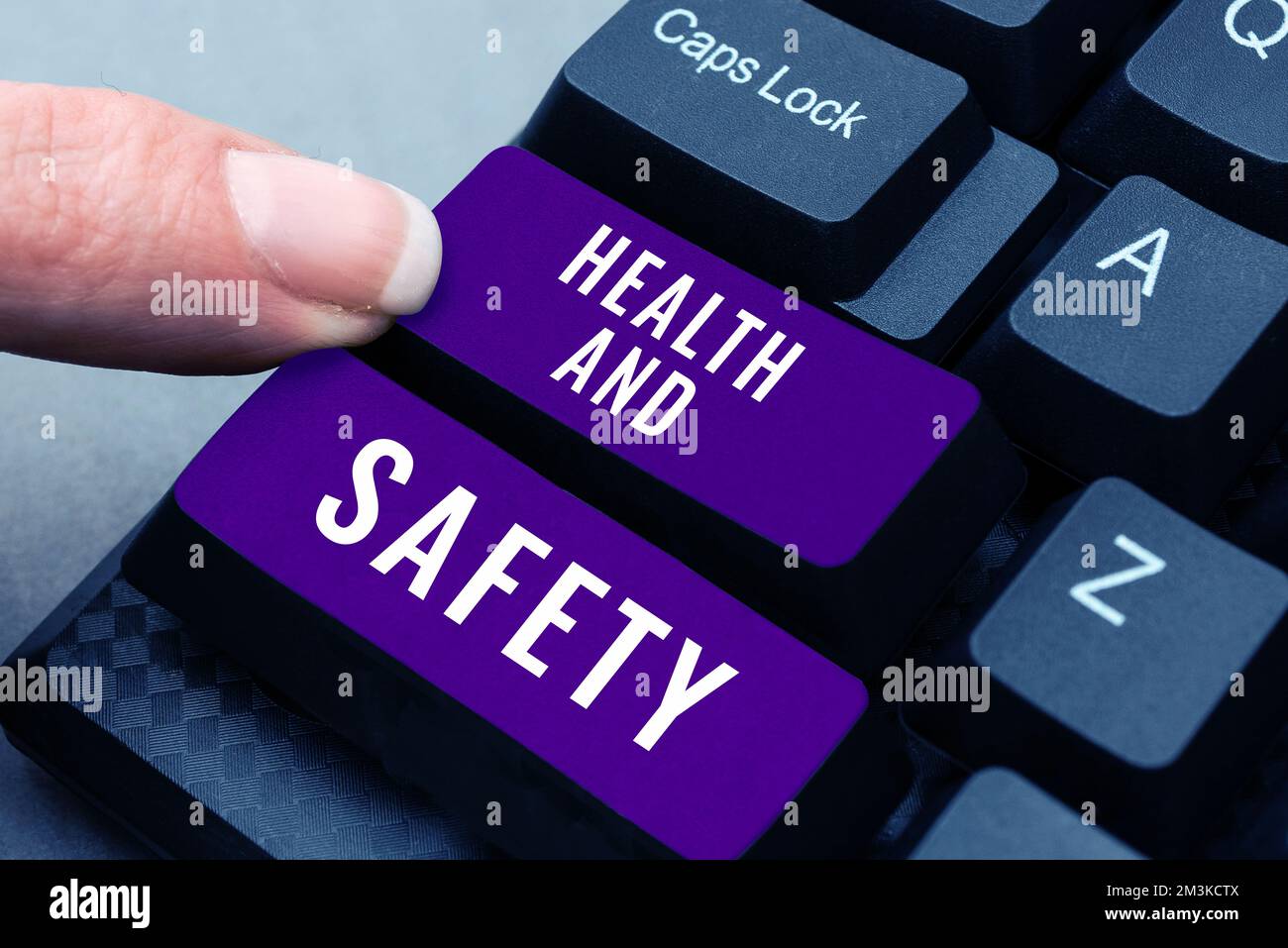 Sign displaying Health And Safety. Business concept Taking the ...