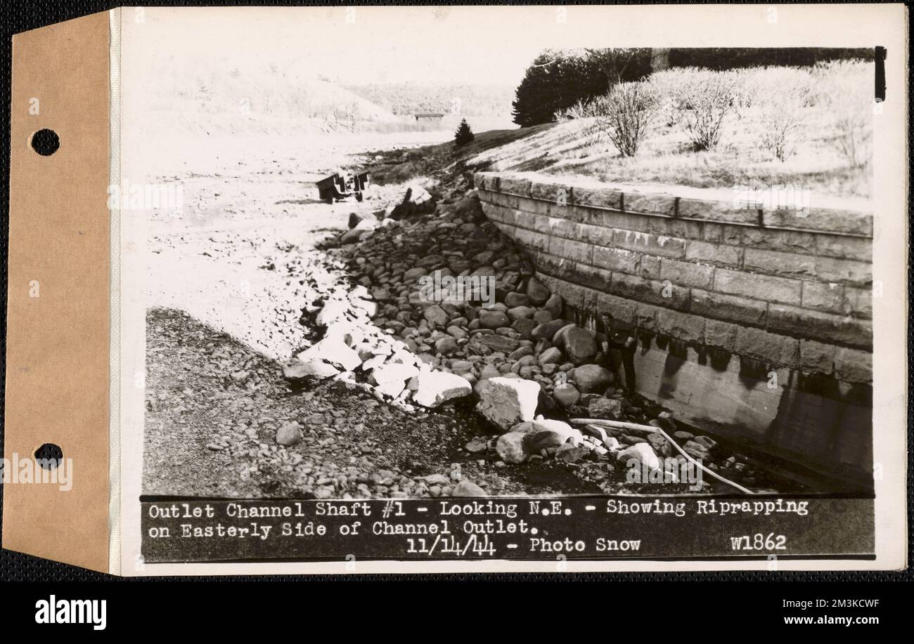 Outlet channel Shaft #1, looking northeast, showing rip rapping on ...