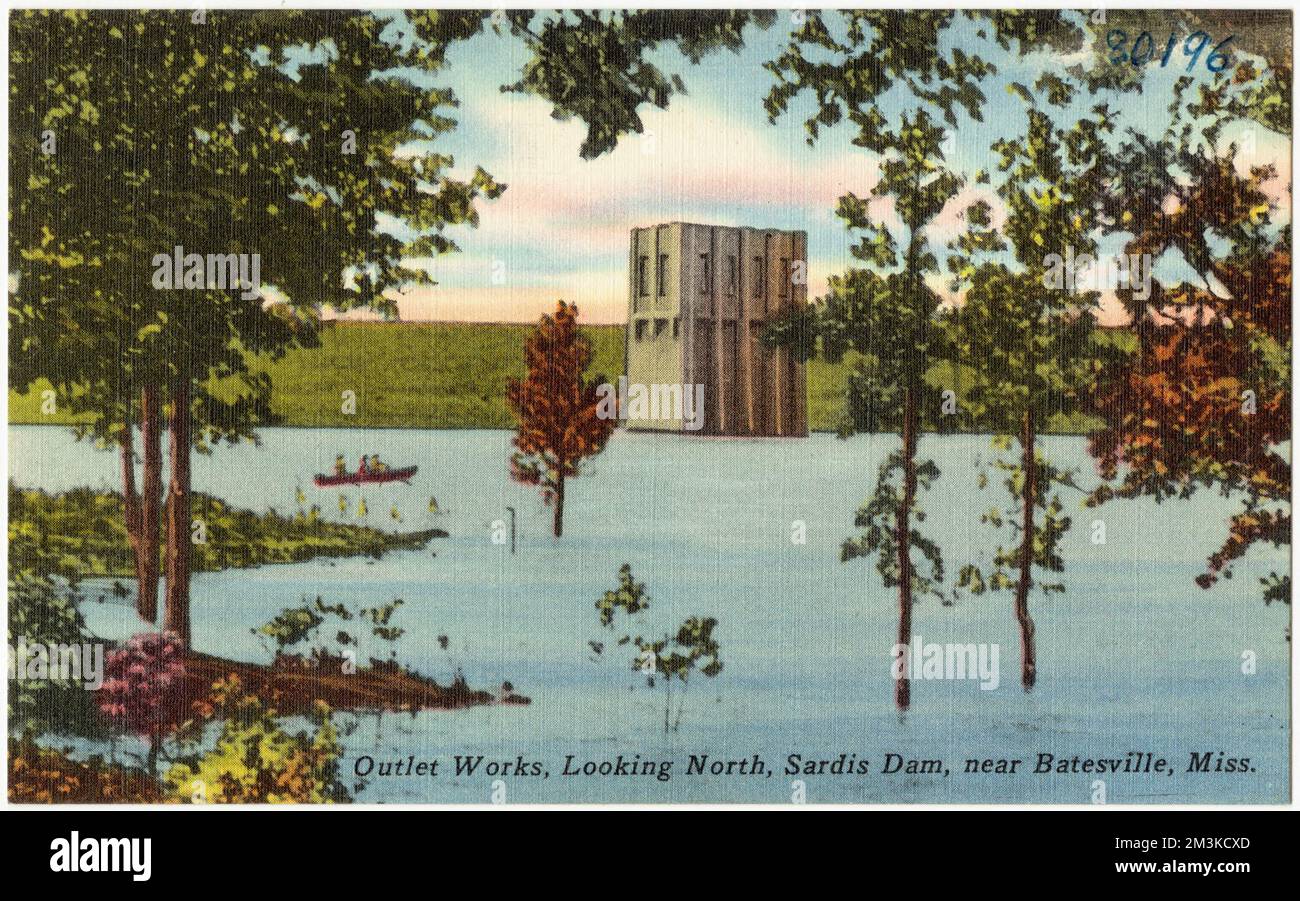 Outlet works, looking north, Sardis Dam, near Batesville, Miss. , Lakes ...