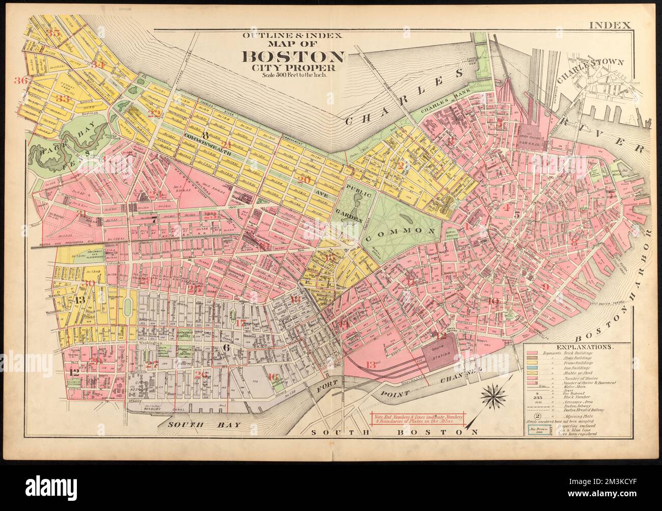 Outline & index map of Boston city proper , Boston Mass., Maps, Real ...
