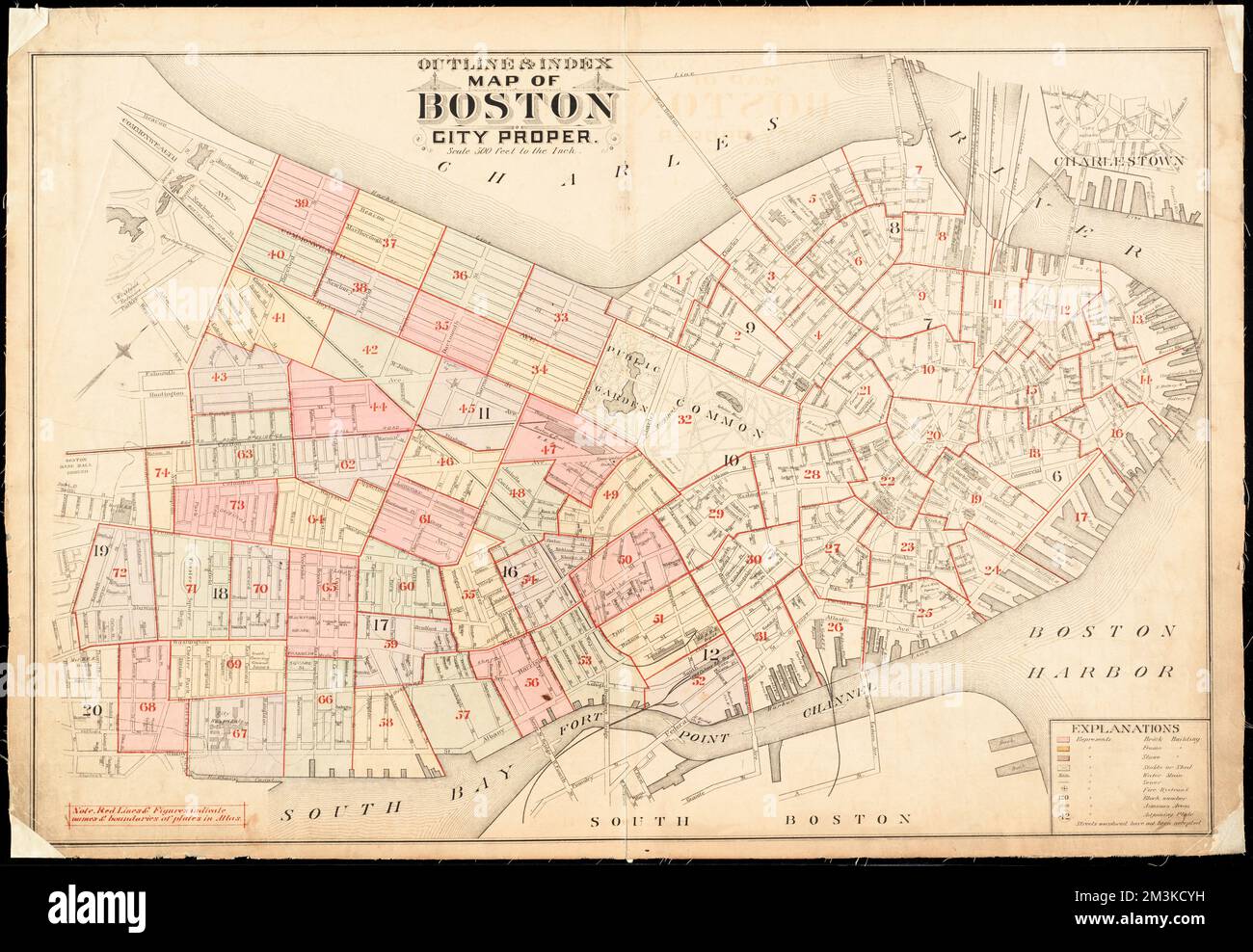 Outline & index map of Boston city proper , Boston Mass., Maps, Real ...