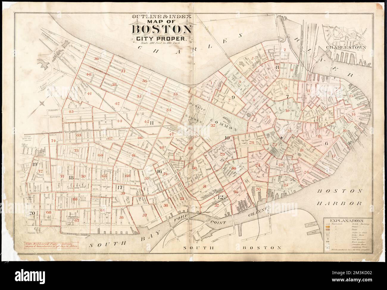 Outline & index map of Boston city proper , Boston Mass., Maps, Real ...