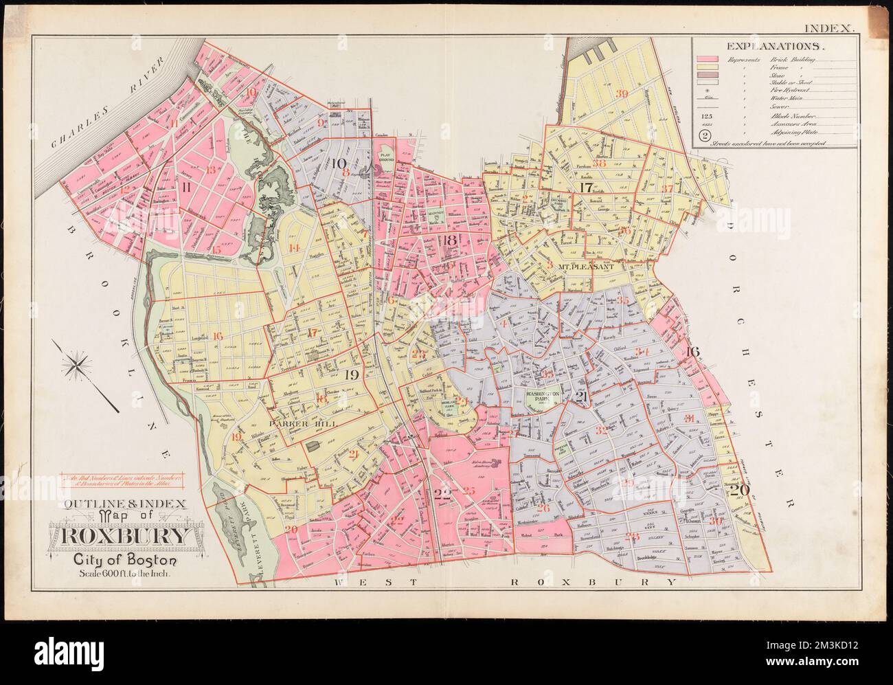 Outline & index map of Roxbury, city of Boston , Boston Mass., Maps ...