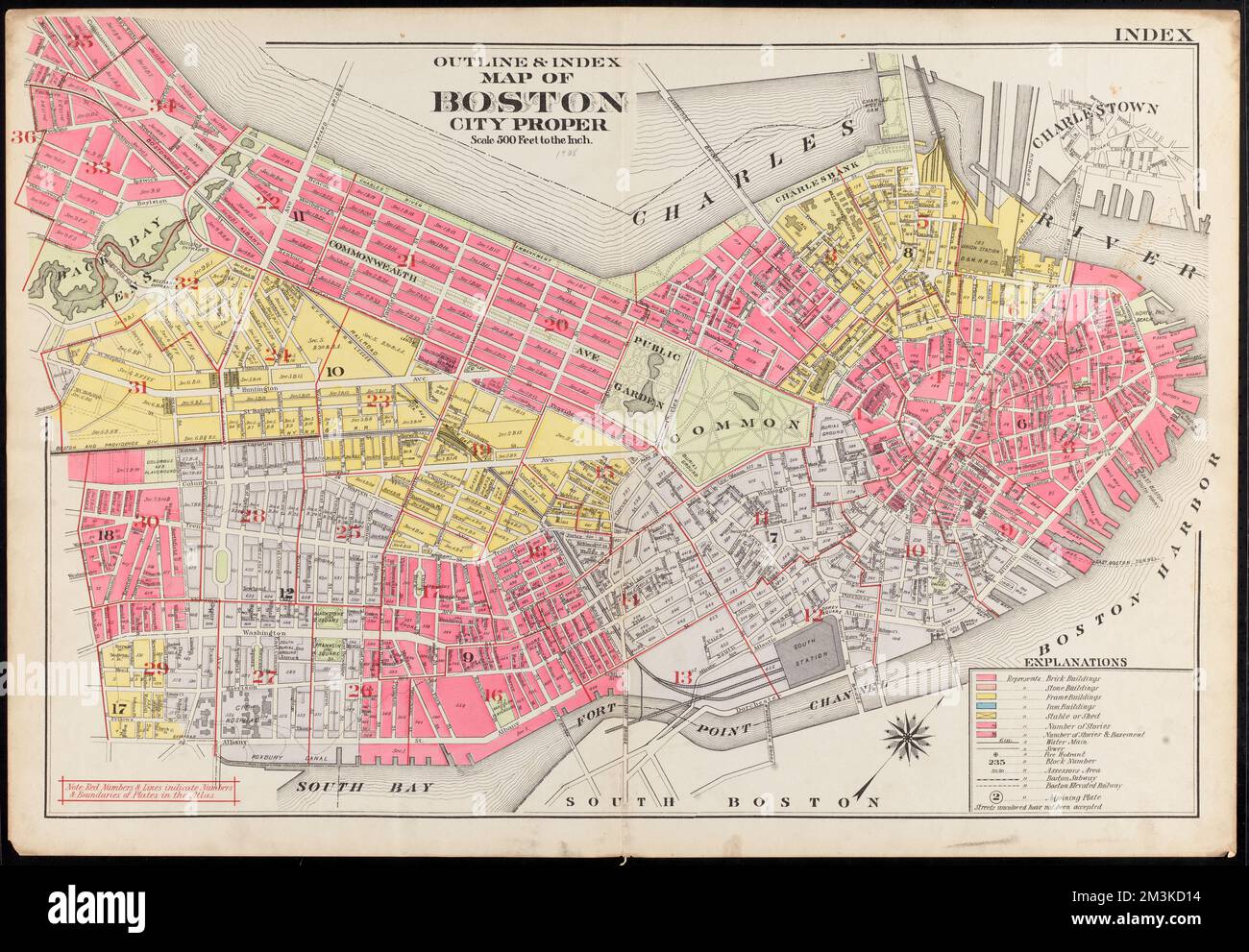 Outline & index map of Boston city proper , Boston Mass., Maps, Real ...
