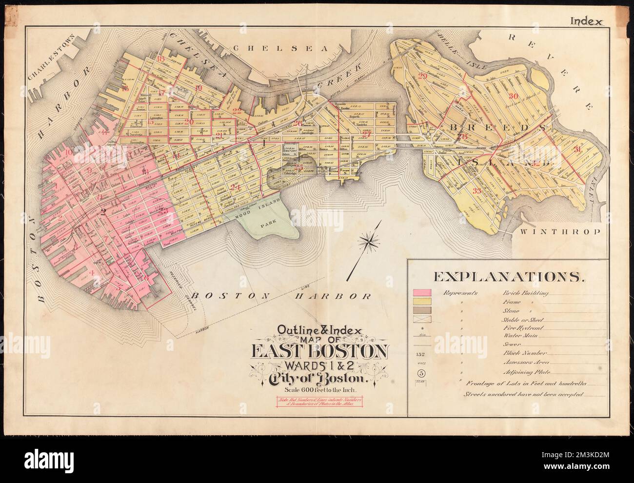 Outline & index map of East Boston, wards 1 & 2, city of Boston ...