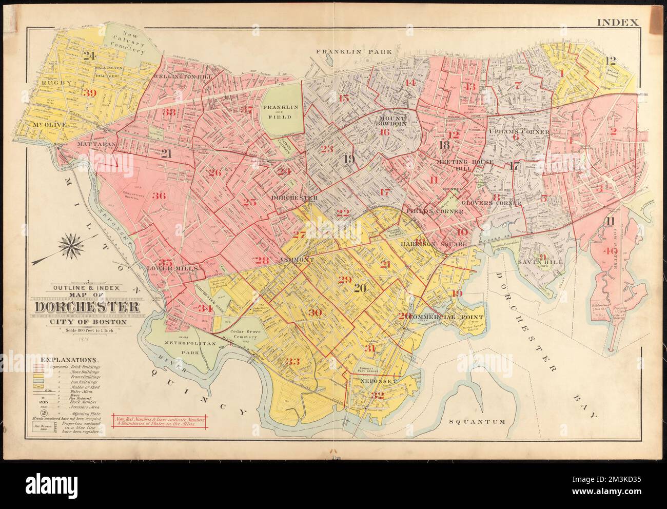 Outline & index map of Dorchester, the city of Boston , Boston Mass ...