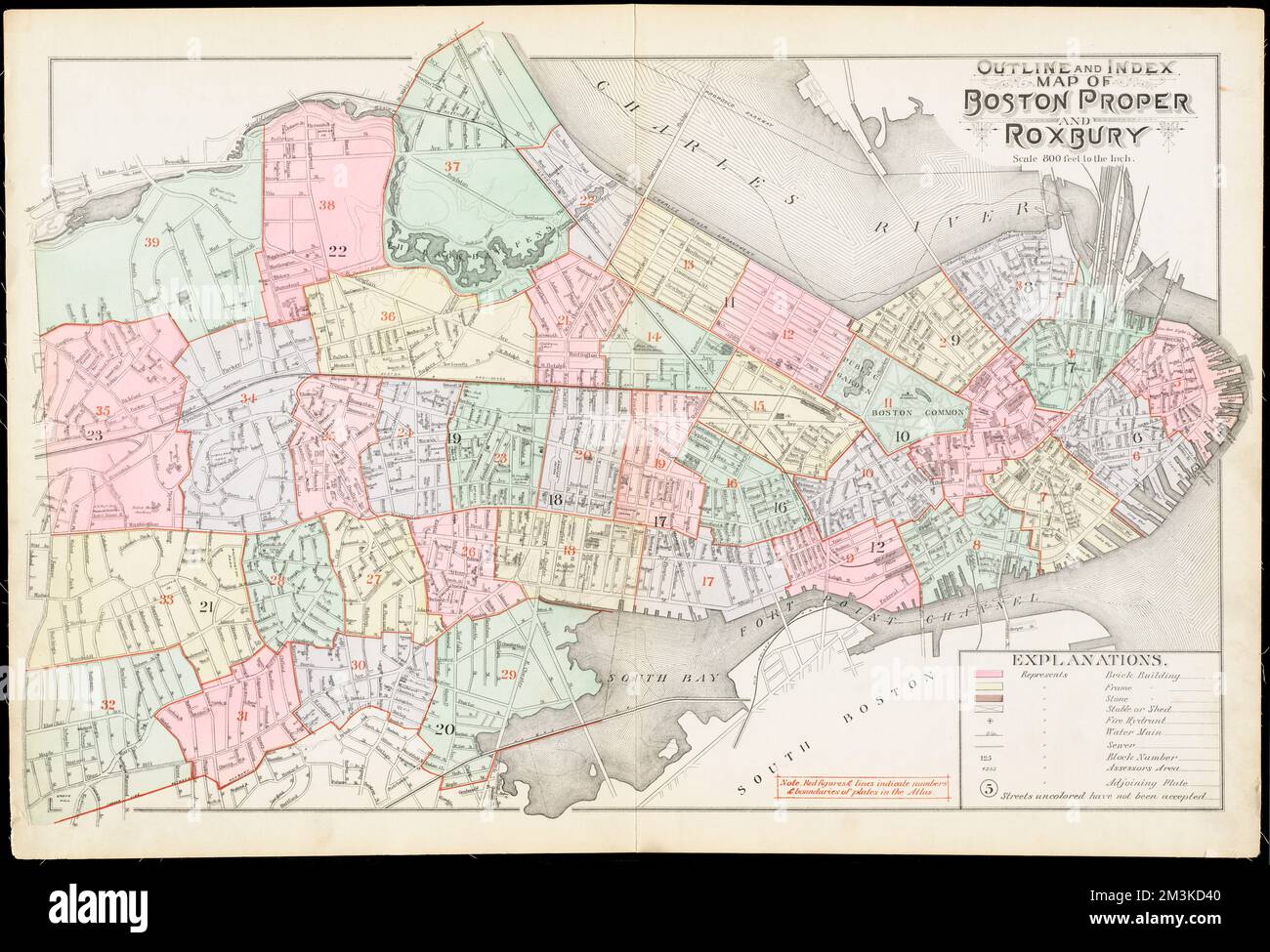 Outline and index map of Boston proper and Roxbury , Boston Mass., Maps ...
