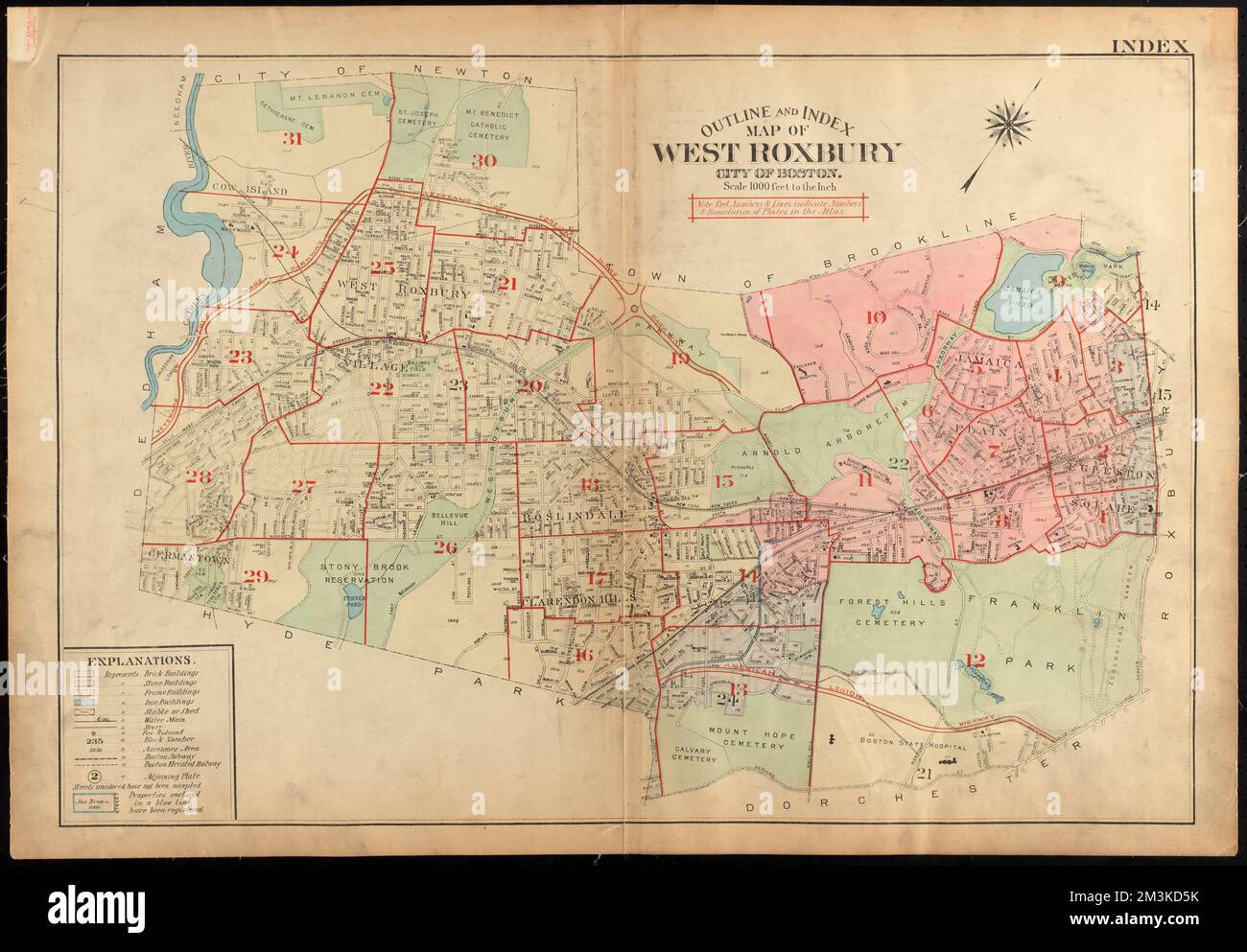 Outline and index map of West Roxbury, city of Boston , Boston Mass ...