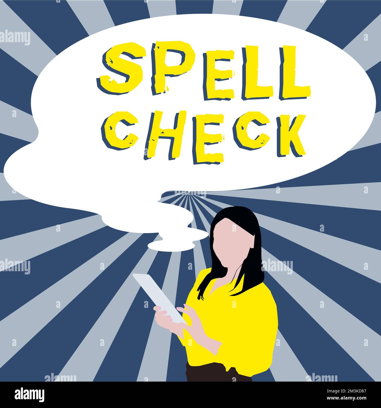 Conceptual display Spell Check. Business approach to use a computer program to find and correct ...