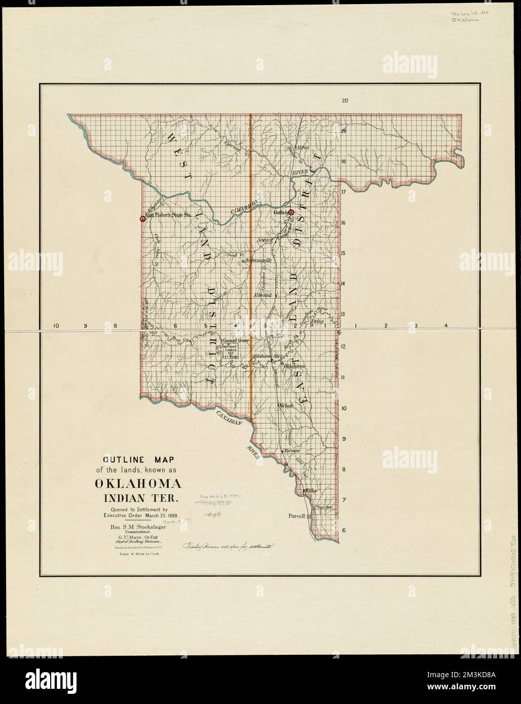 Outline map of the lands known as Oklahoma, Indian Ter. opened to ...