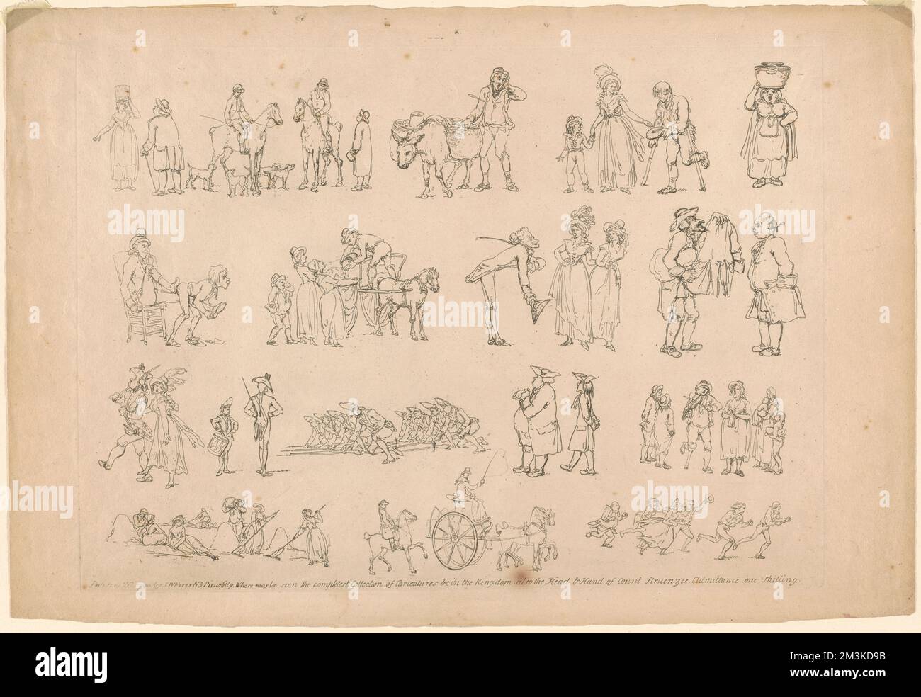 Outlines of figures, landscape, & cattle, etched by T. Rowlandson, for ...