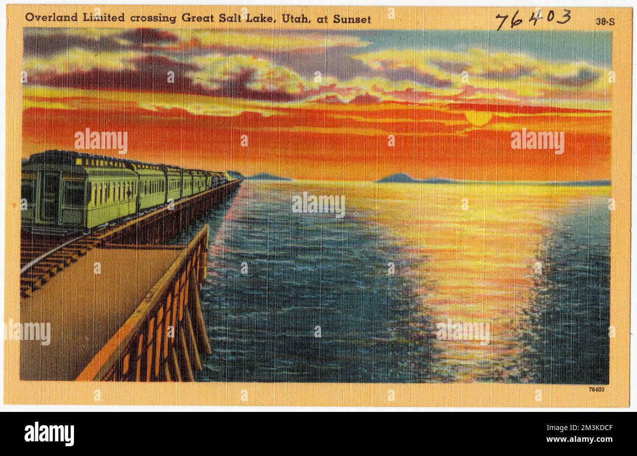 Overland Limited crossing Great Salt Lake, Utah, at sunset , Lakes ...