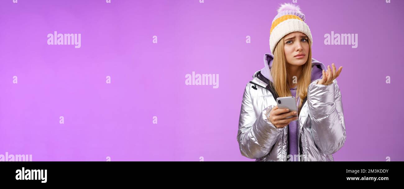 Questioned complicated cute blond girlfriend receive strange message ...