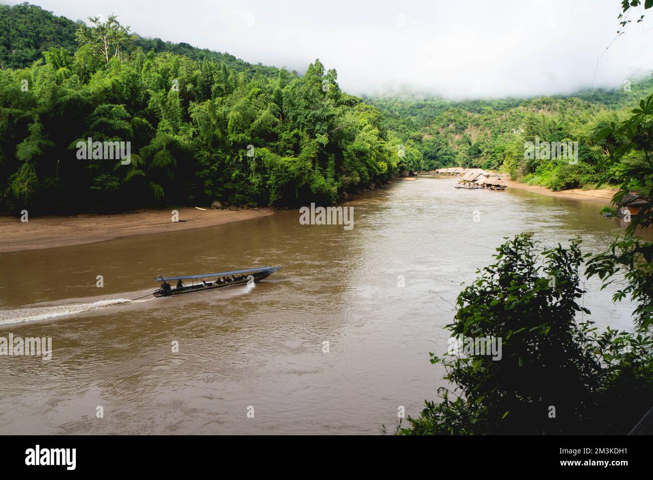 A sailing ship Rivers and forests Stock Photo - Alamy