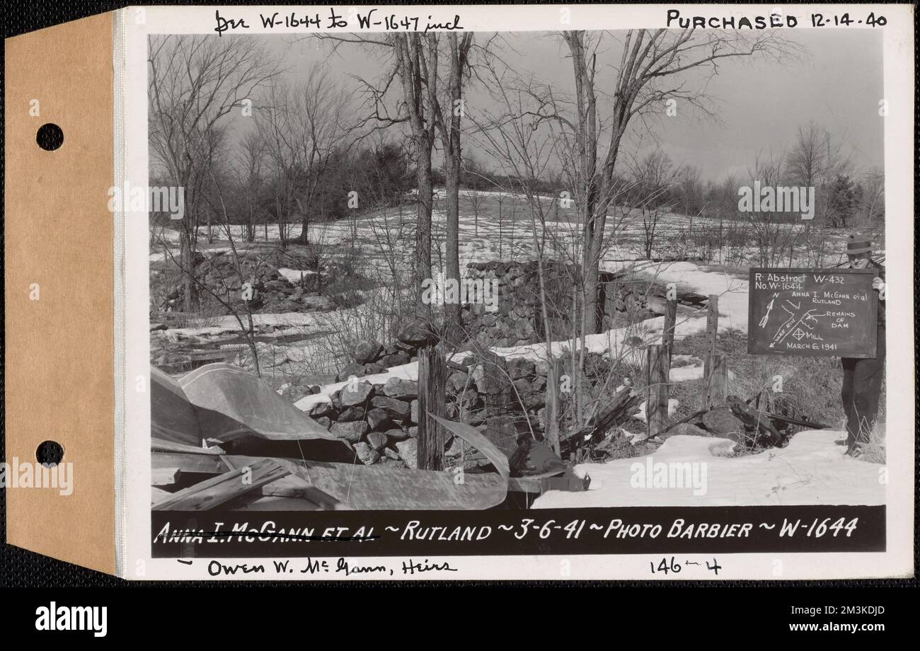 Owen W. McGann, Heirs, remains of dam at mill, Rutland, Mass., Mar. 6 ...