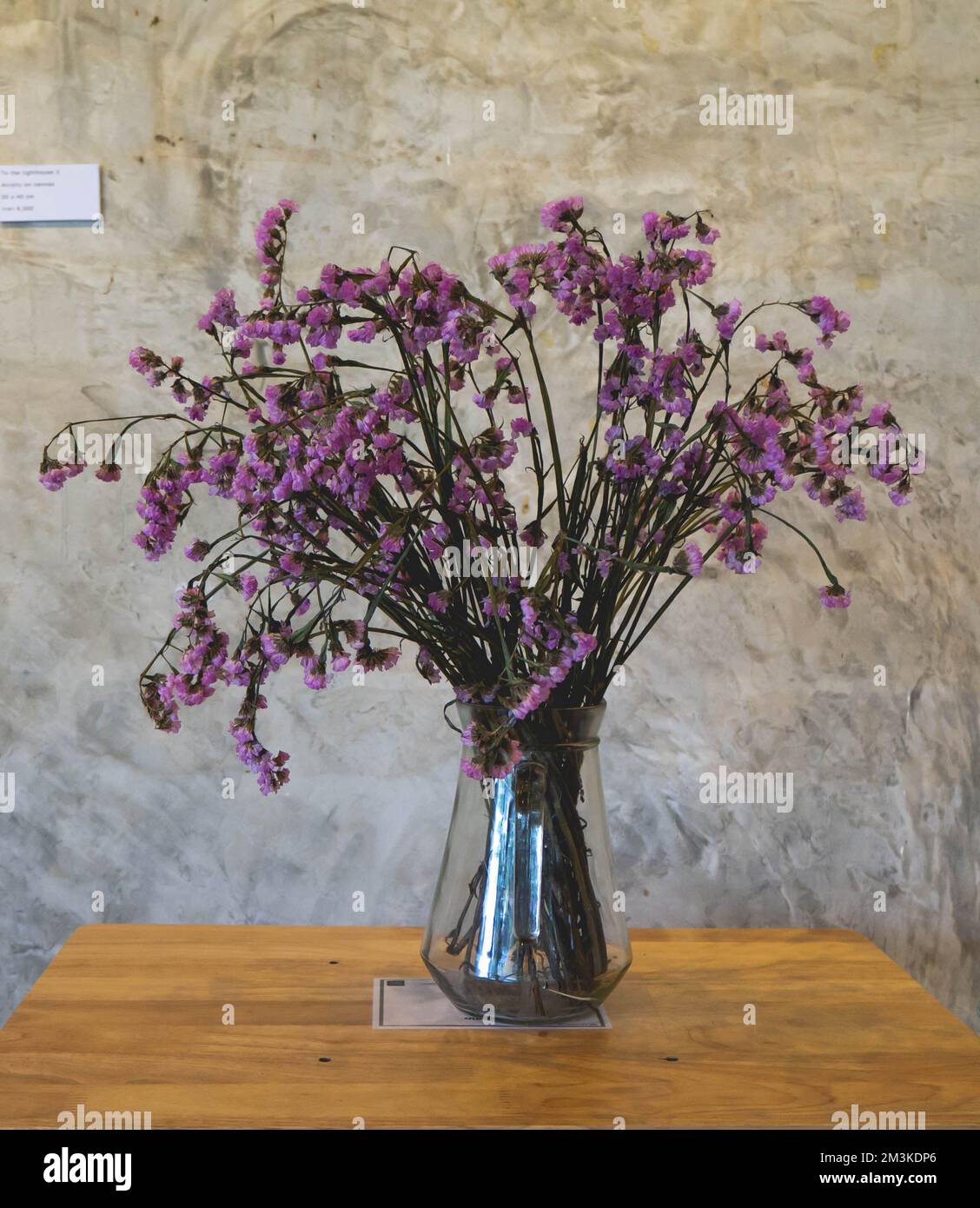 A purple bouquet against a cement wall backdrop Stock Photo - Alamy