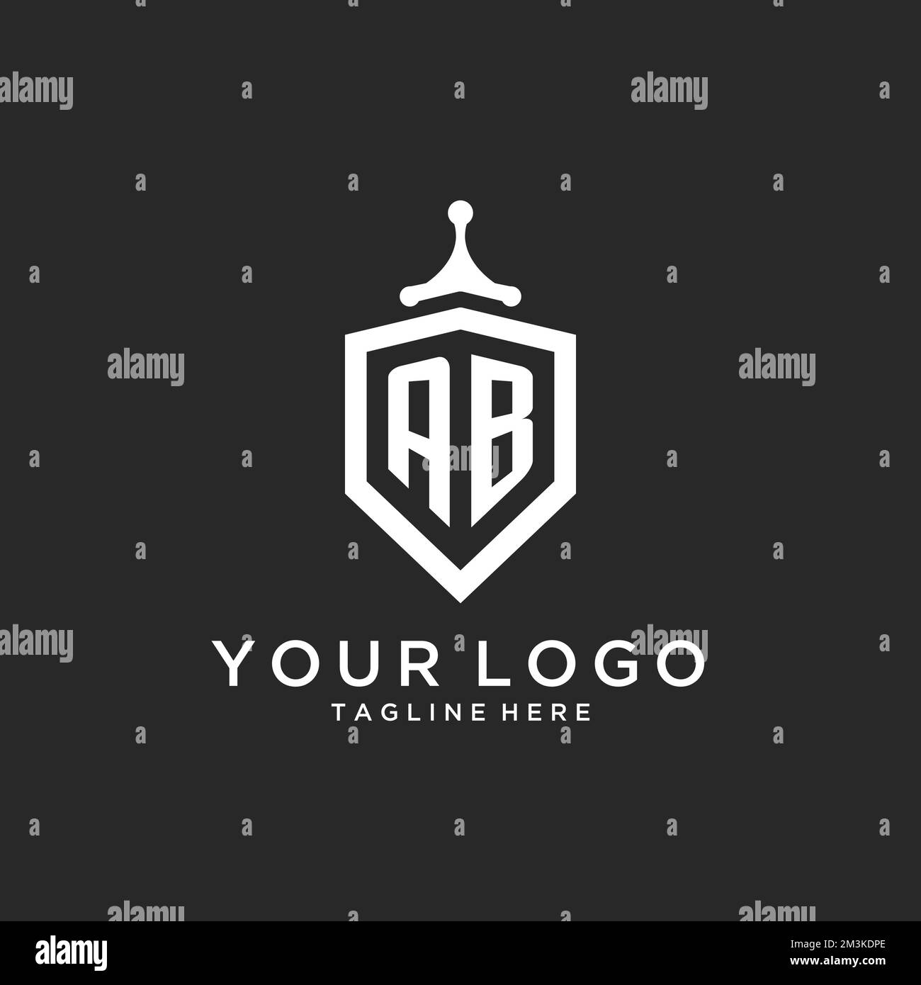 AB monogram logo initial with shield guard shape design ideas Stock ...