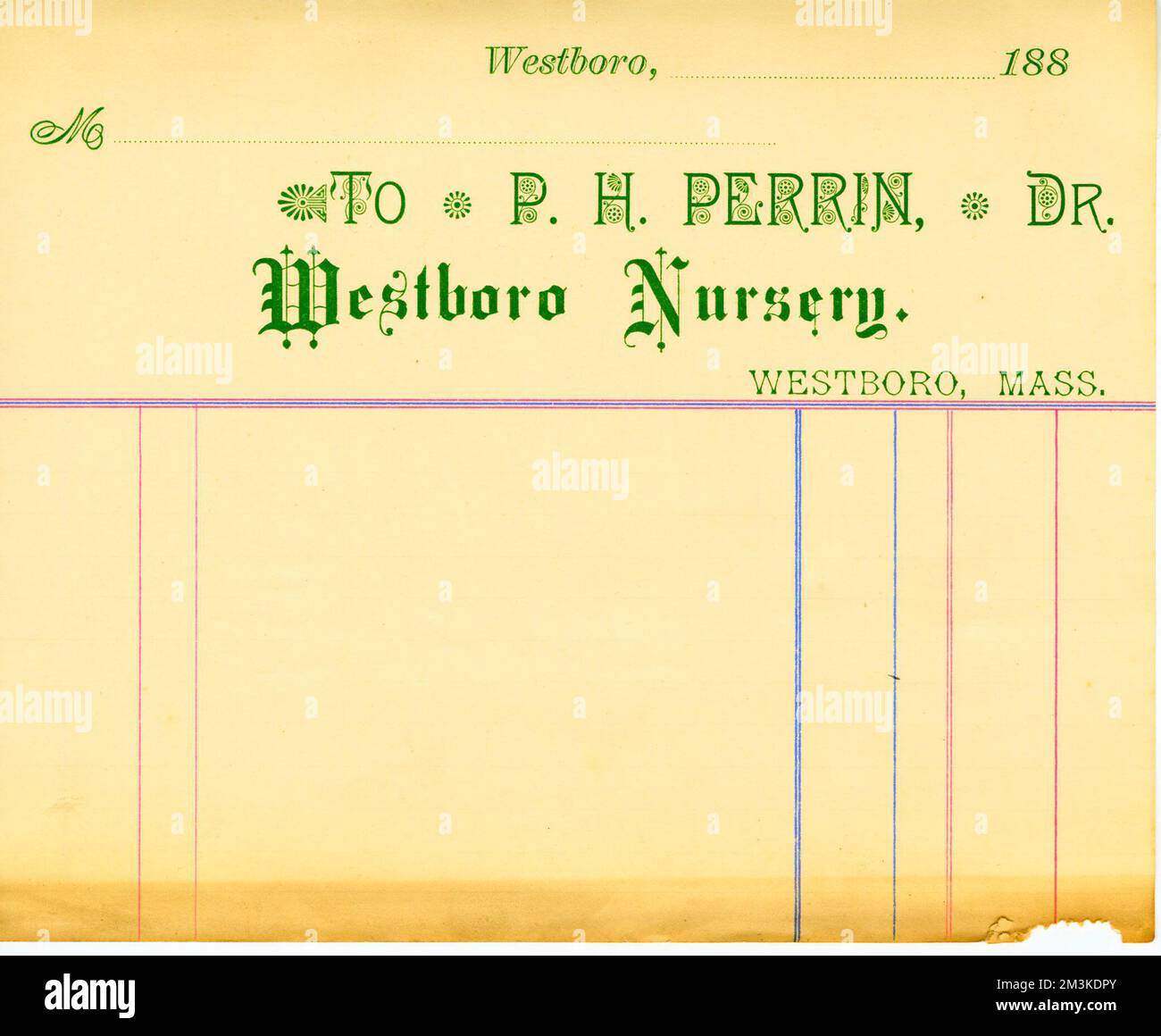 P. H. Perrin Westboro Nursery receipt , Nurseries Horticulture ...
