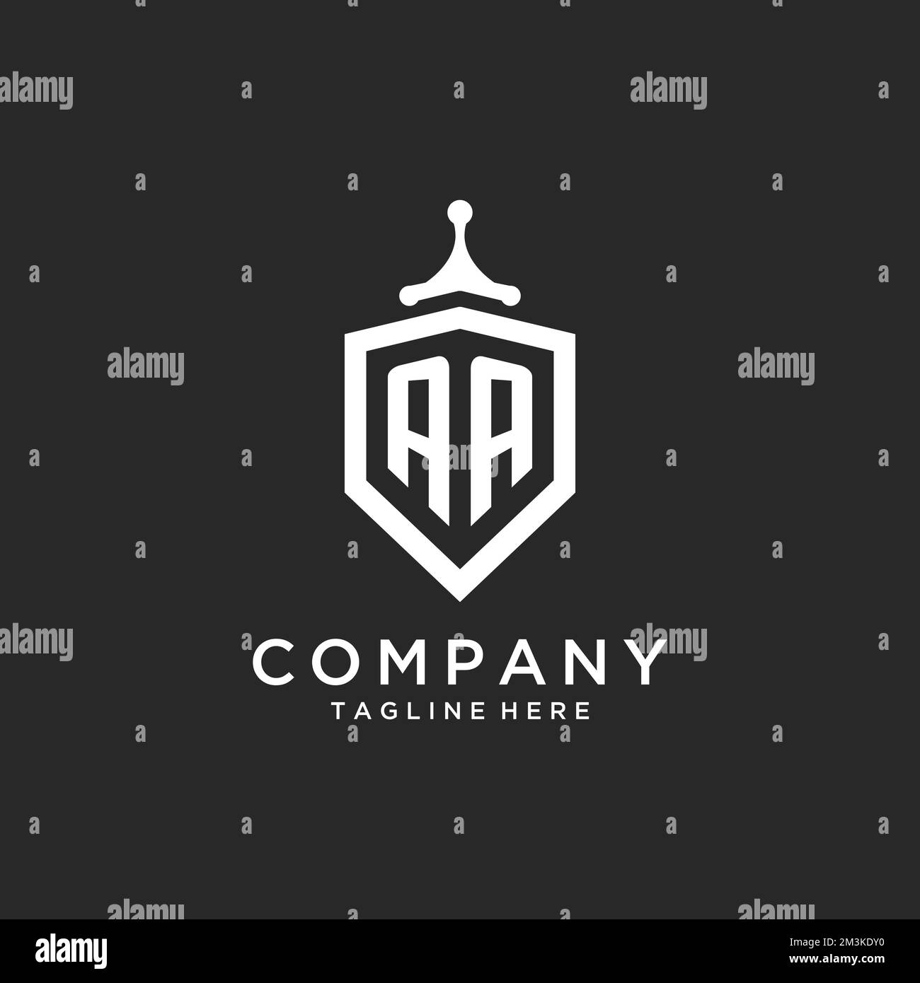 AA monogram logo initial with shield guard shape design ideas Stock ...