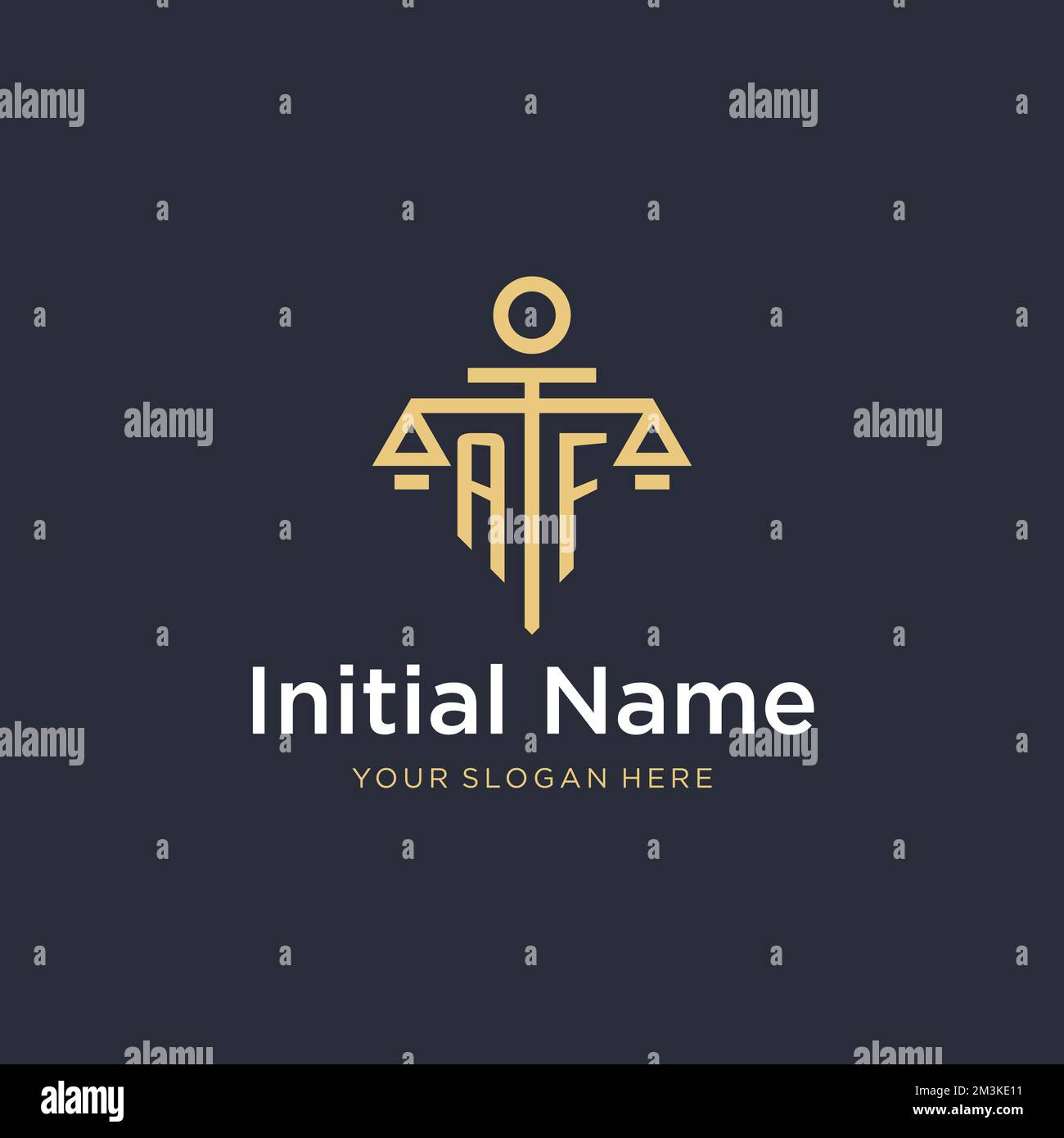 AF initial monogram logo with scale and pillar style design ideas Stock ...