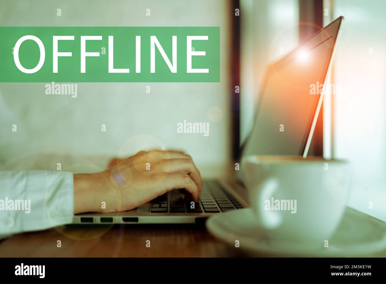 Sign displaying Offline. Word Written on Not having directly connected ...