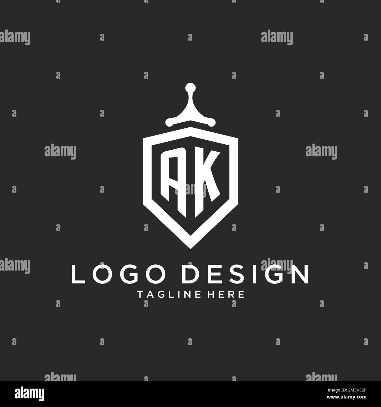 AK monogram logo initial with shield guard shape design ideas Stock ...