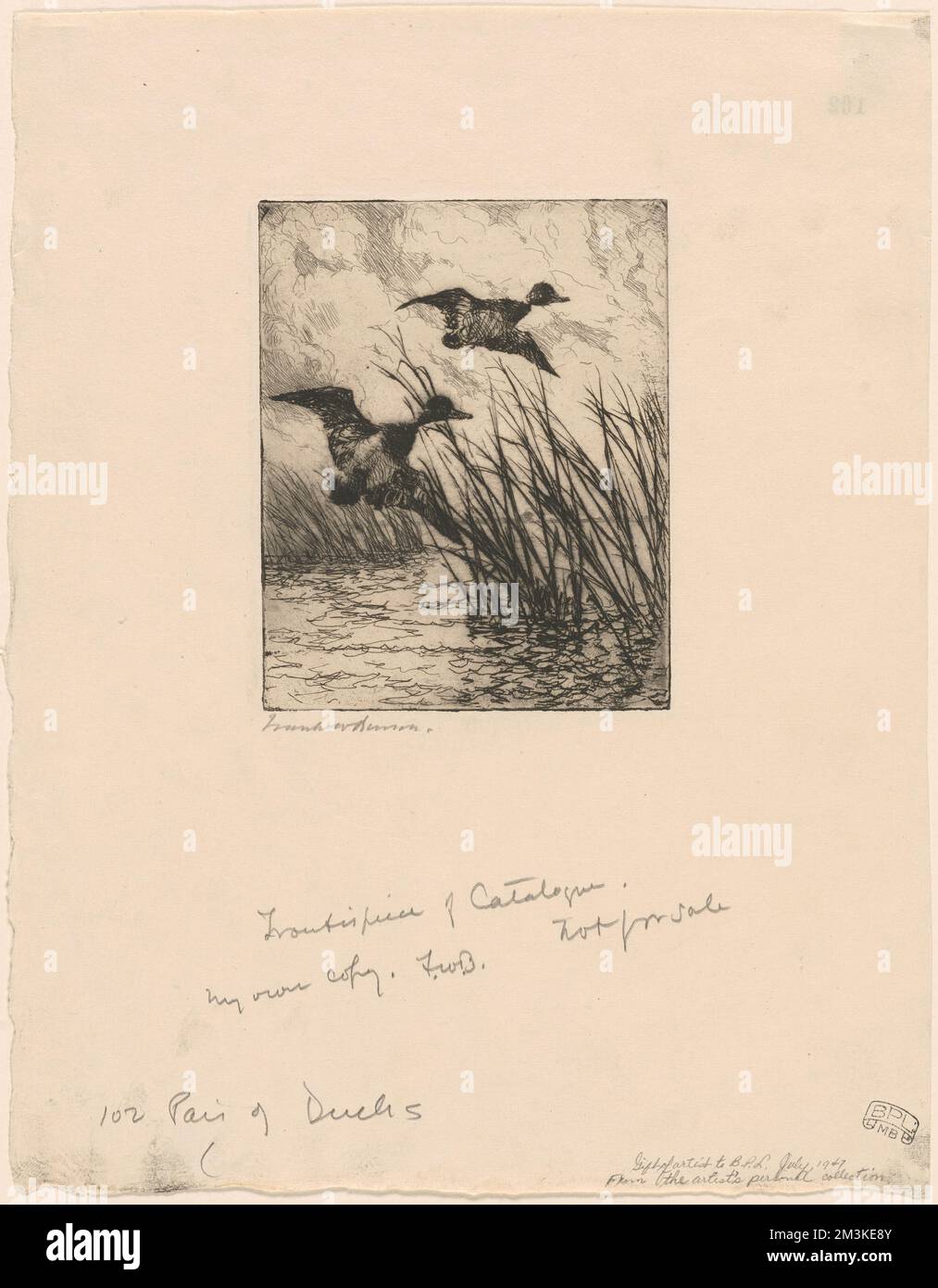Pair of ducks , Ducks, Flying, Grasses. Frank W. Benson (1862-1951 ...