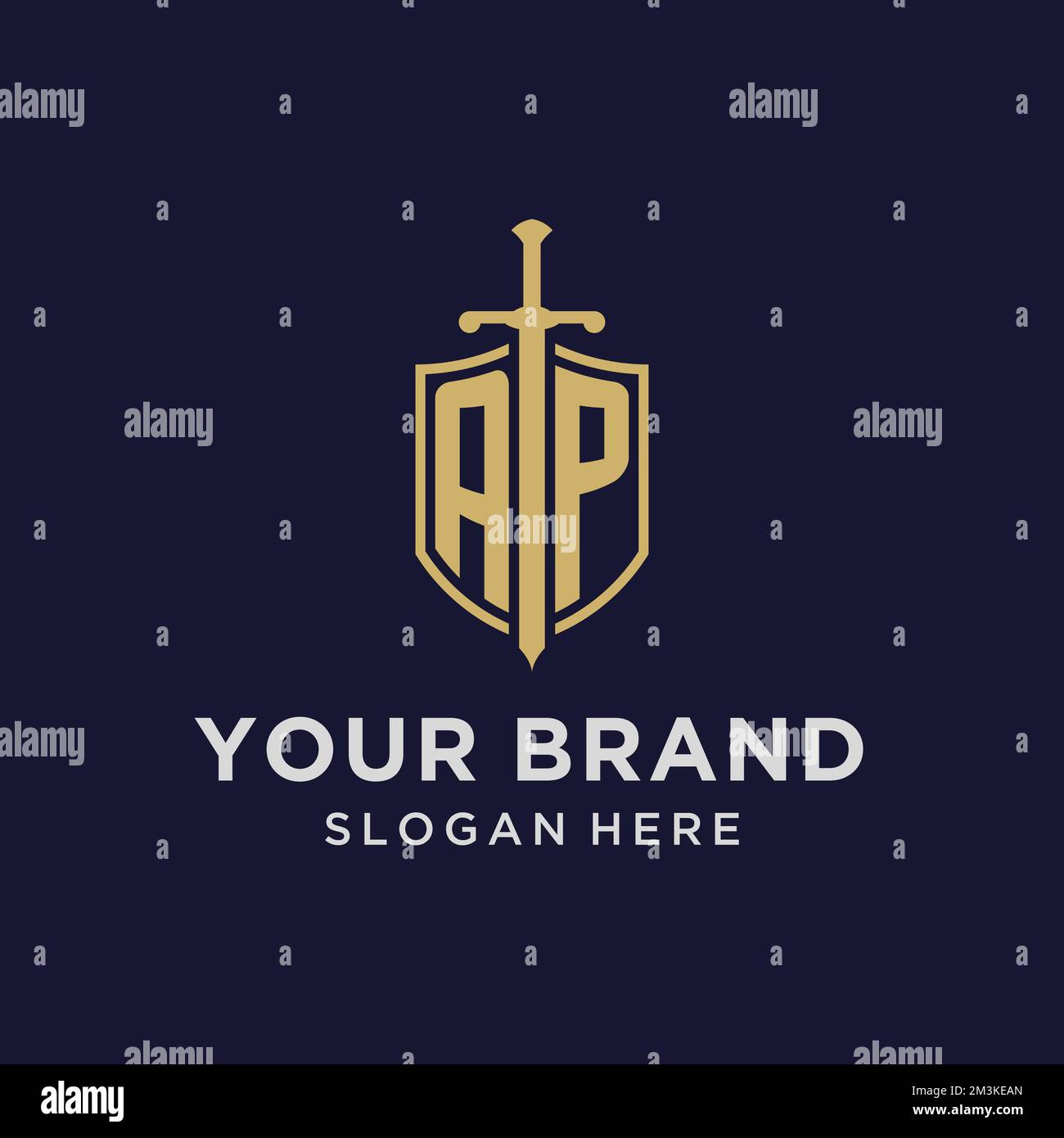 AP logo initial monogram with shield and sword design ideas Stock ...