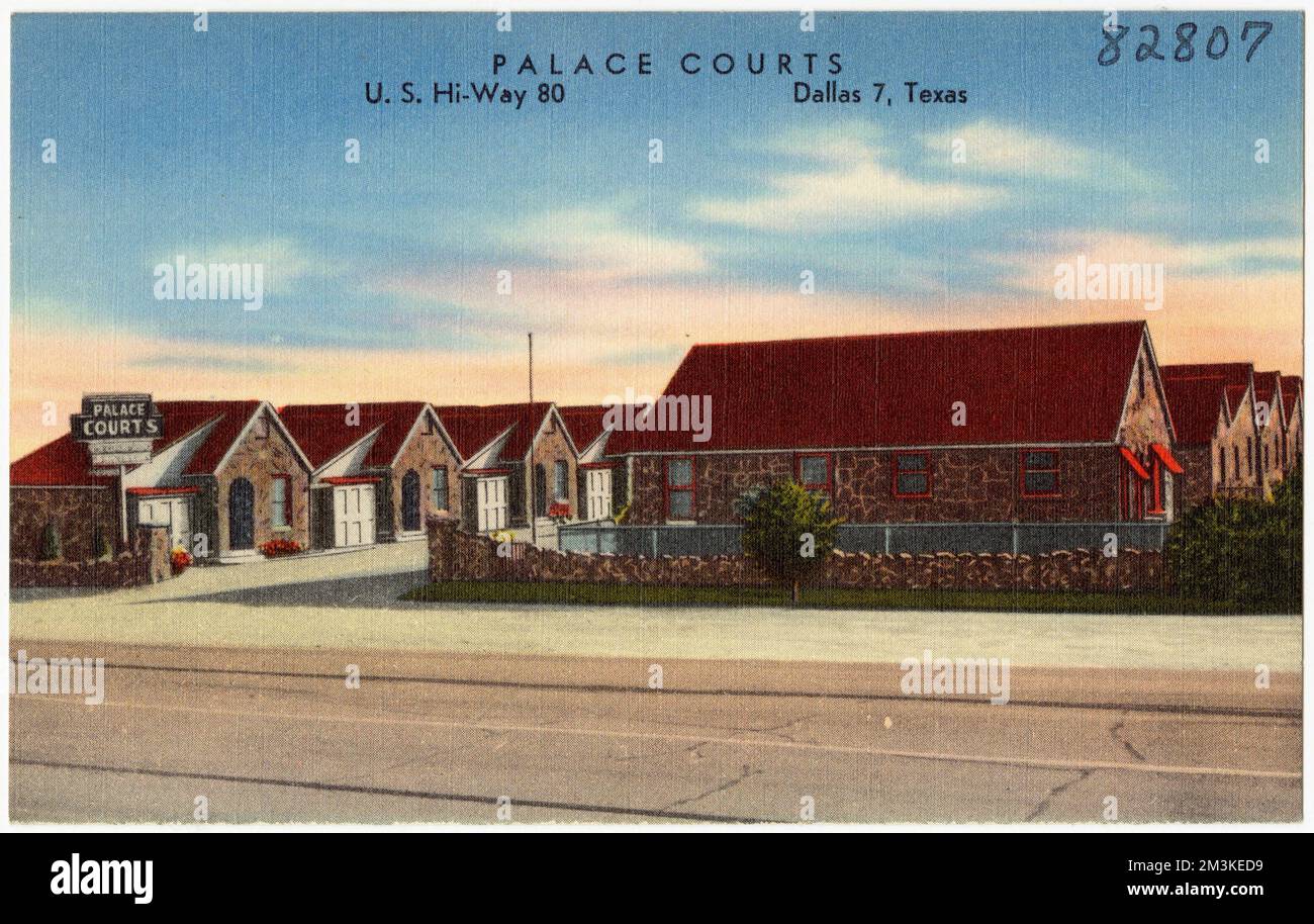 Palace Courts, U.S. Hi-Way 80, Dallas 7, Texas , Motels, Tichnor ...