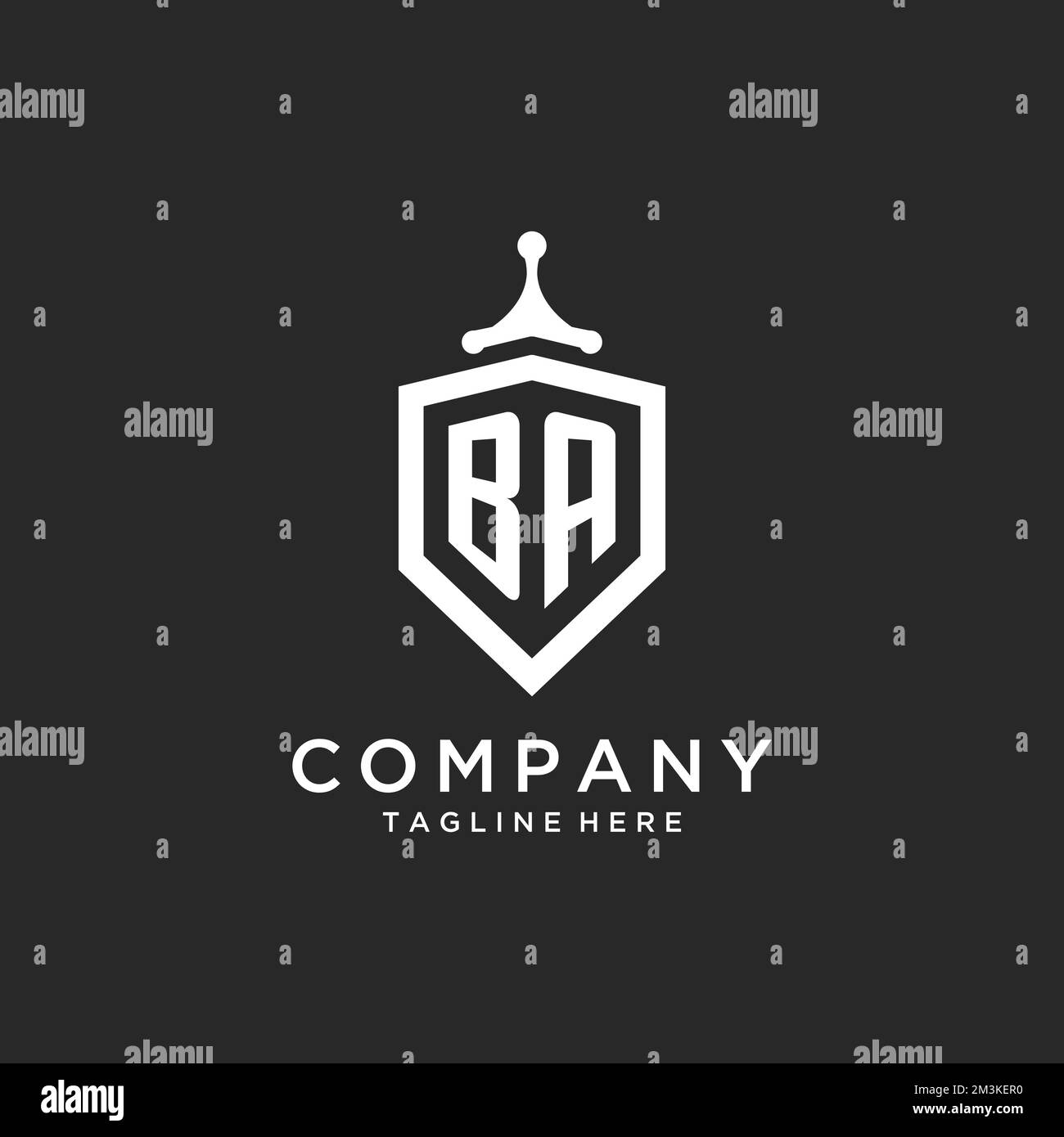 BA monogram logo initial with shield guard shape design ideas Stock ...