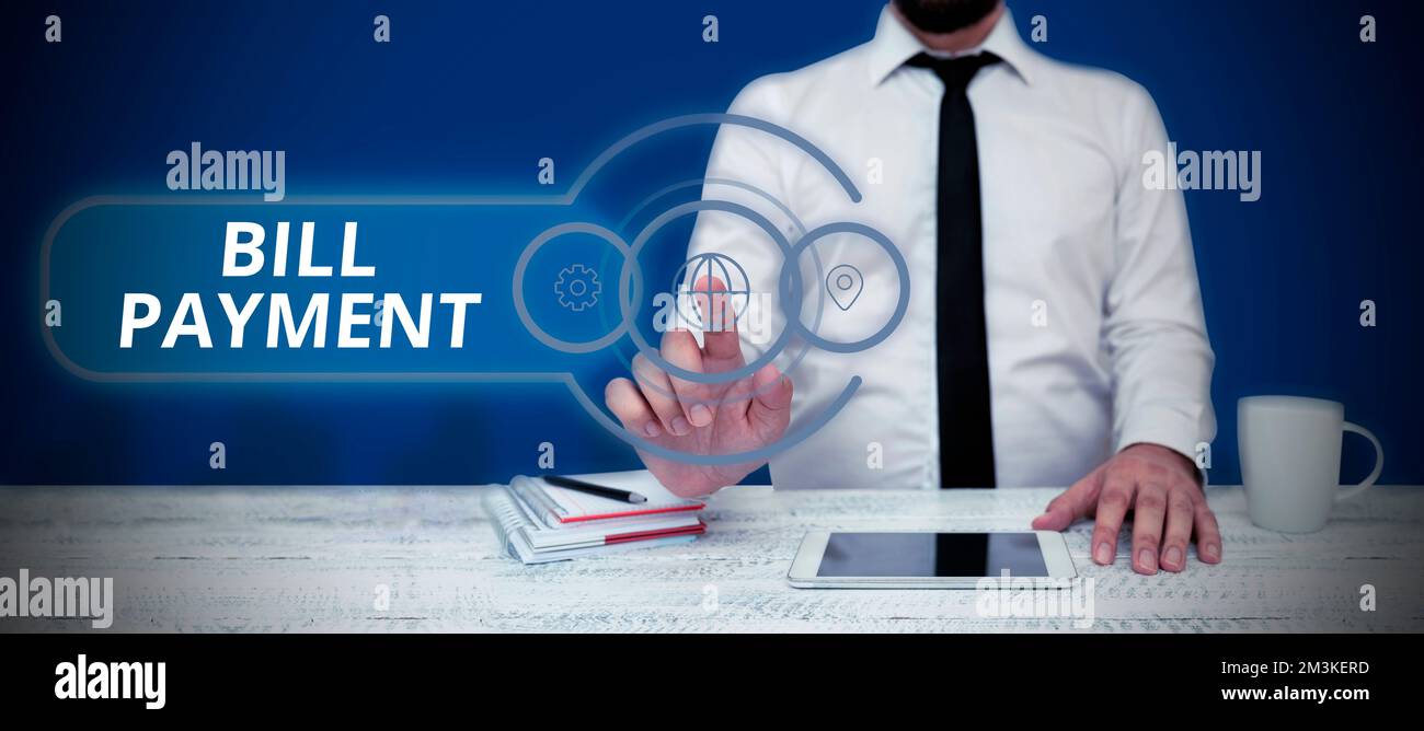 Text caption presenting Bill Payment. Business overview To give money ...